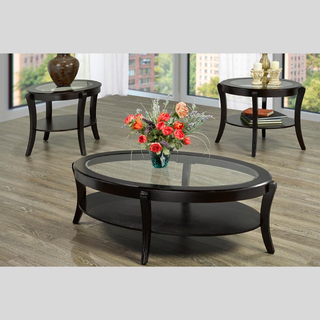 Oval Glass Wooden Coffee Table – Chatham Home Store